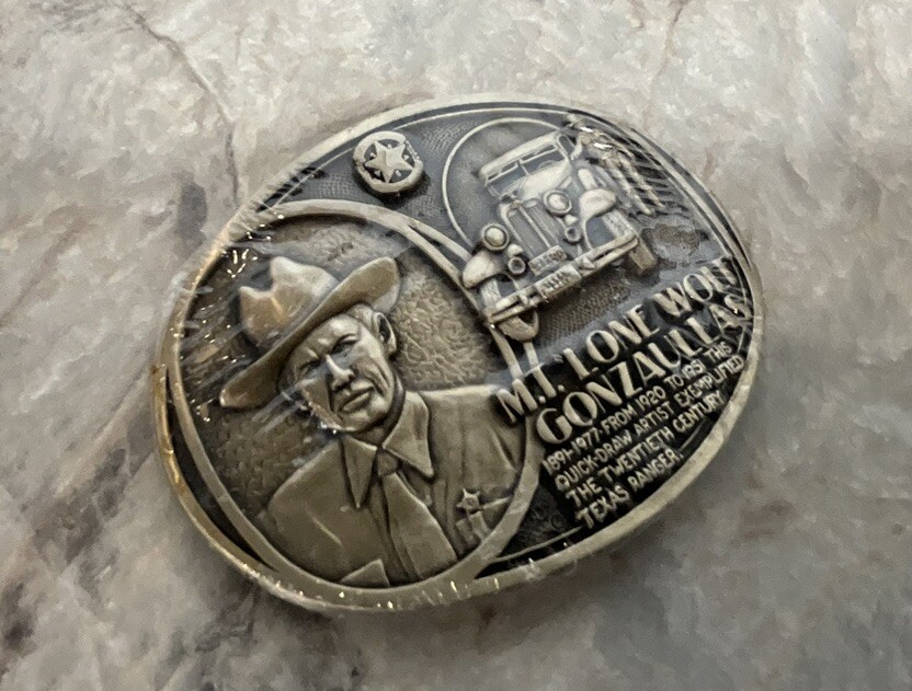 Texas Rangers BELT BUCKLE M.T. LONE WOLF GONZAULLAS Western Solid Brass ...