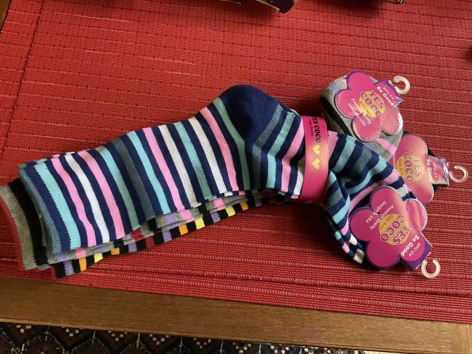 Yes Coco Pack Of 3 Pairs Of Stripped Socks…cotton/spandex Mid-calf NWT ...