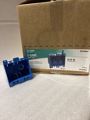 Carlon B225R-UPC Switch/Outlet Box, Old Work, 2 Gang, Blue 2" (LOT OF 5 ...