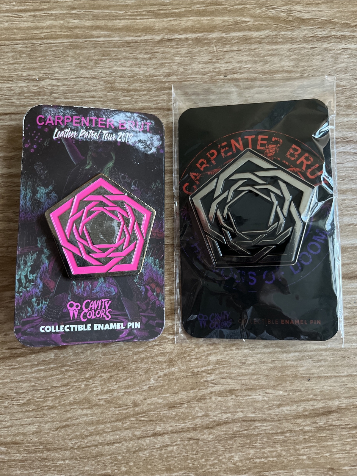 Carpenter Brut 1.7 In Enamel Pin Neon Pink Silver Cavity Colors Limited ...