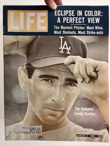 Vtg August 2, 1963 LIFE Magazine SANDY KOUFAX LA Dodgers Baseball MLB ...