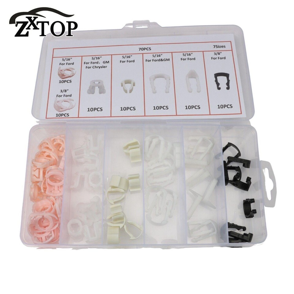 70 Pieces Fuel Line Retainer Clip 7 Size 3/8 5/16 Assortment for ...