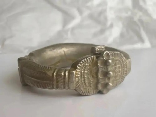 J14 Indian Vintage Open Bangle White Metal Rabali | eBay
