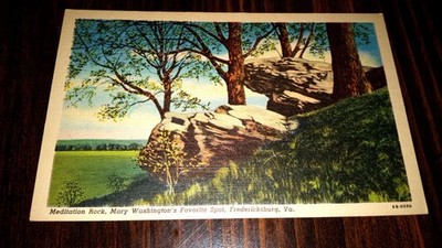 Fredericksburg VA Virginia, Meditation Rock Mary Washington Vtg Linen ...