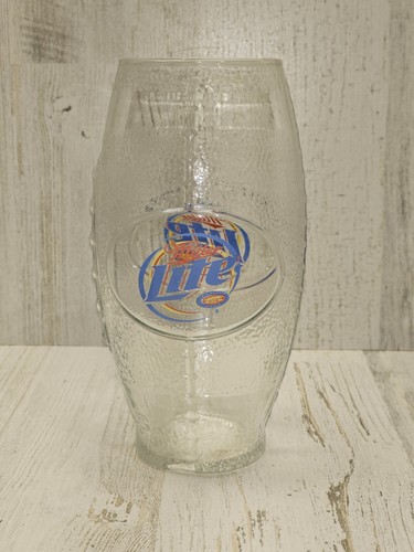 Miller Lite Football Shaped Vortex Logo 24 oz Beer Glass Brand New! | eBay