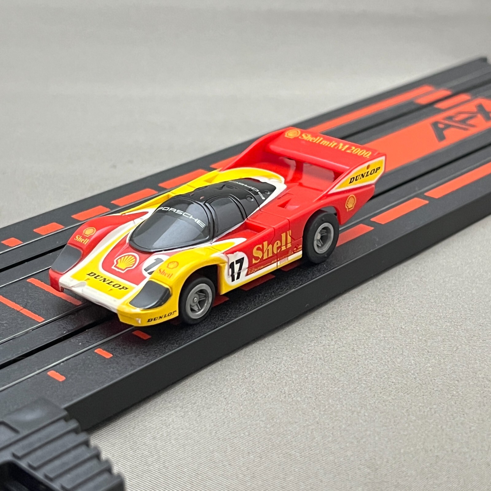 AFX Porsche 962C Shell Red & Yellow HO Slot Car Turbo Revised Tomy In ...