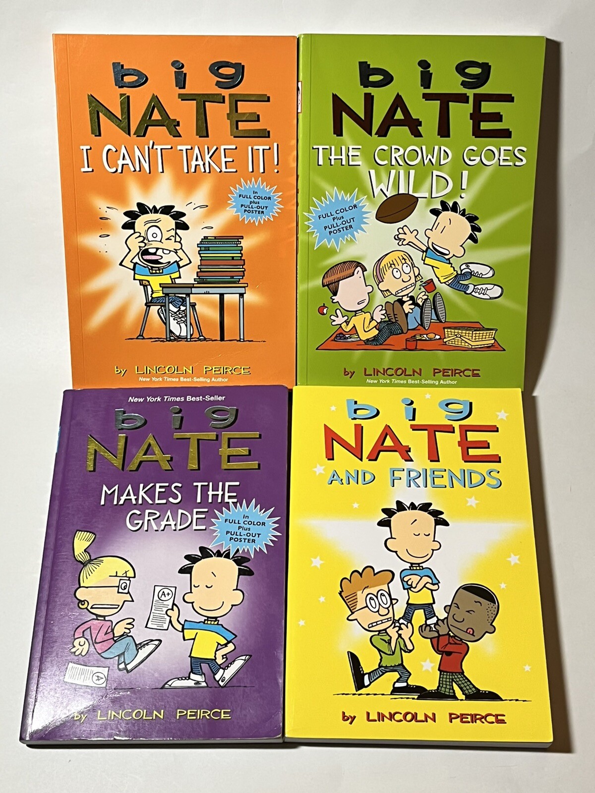 Lot of 8 Paperback BIG NATE Books - Lincoln Peirce ON A ROLL Out Loud ...