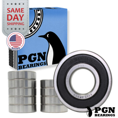 (10) 6305-2RS Premium Rubber Seal Ball Bearing C3 EMQ, 25x62x17, 6305 ...