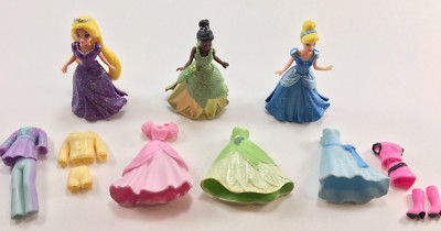 Lot Polly Pocket Magiclip Magic Snap Clip On Dolls Rapunzel Tiana ...
