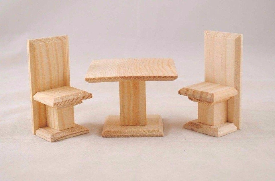 Furniture Sets Unfinished Wood T7005 miniature 20pc 1/12 scale Free ...