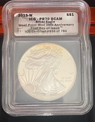 ANACS PR70 DCAM Silver Eagle Reverse Proof First Day of Issue ICG 2013 W | eBay