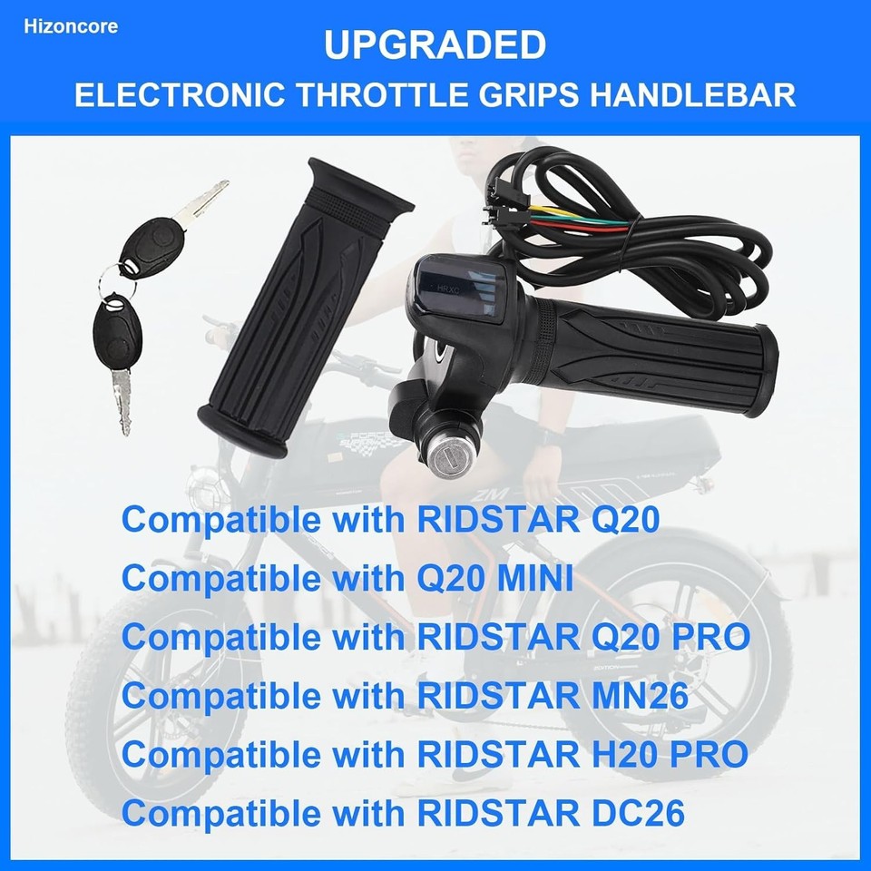 Ebike Full Twist Throttle Fits Ridstar Q20, 48V Plug and Play Throttle ...
