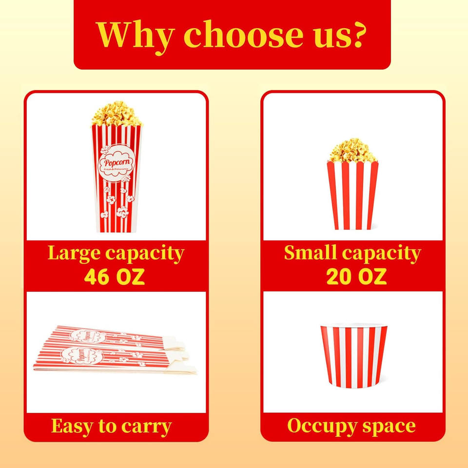 23 Popcorn Boxes Containers Party - 46Oz Square Popcorn Bowls Square ...
