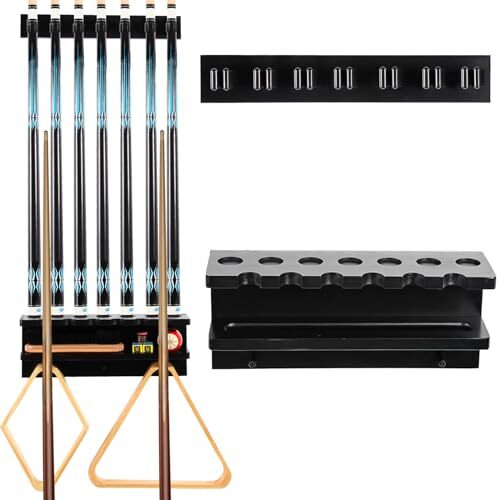 Pool Stick Holder Wall Mount, Pool Cue Rack for 7 Pool Sticks, Solid ...