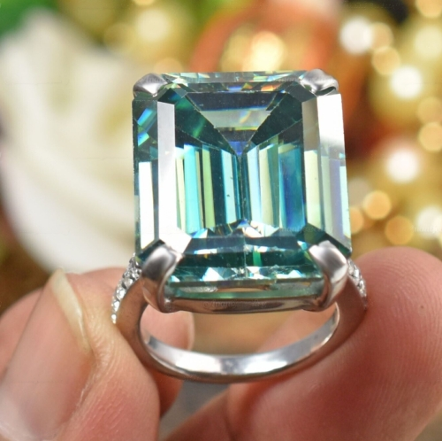 21 Ct Certified Lab Created Blue Diamond Solitaire Ring Great Shine ...