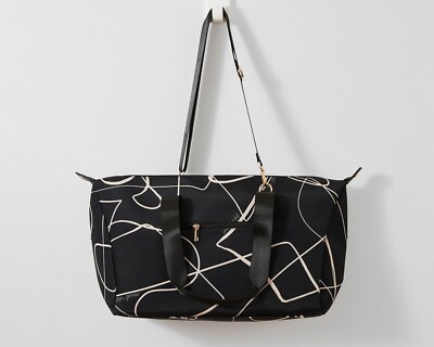 NWT Mali + Lili Signature Abstract Print Weekender Bag Black & Tan Gold ...