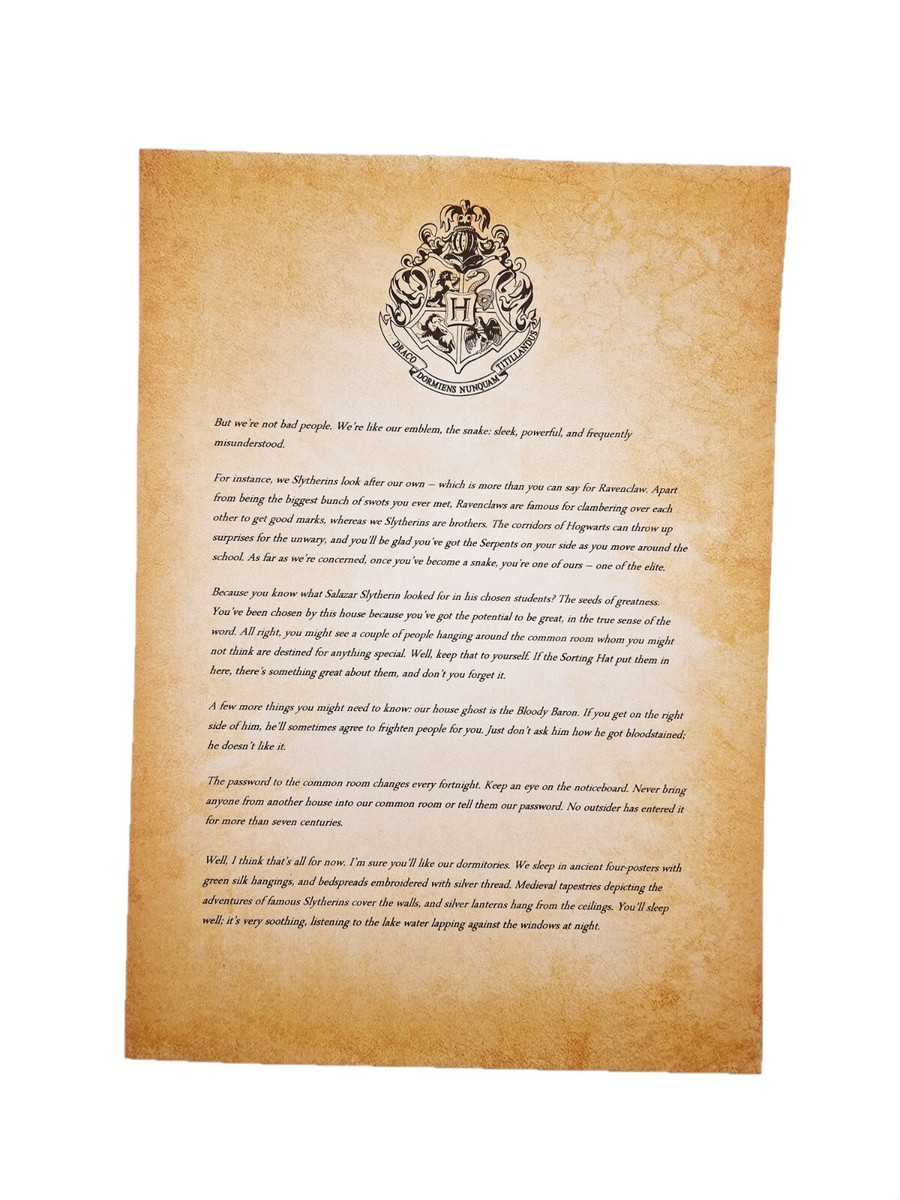 Pottermore Slytherin Welcome Letter