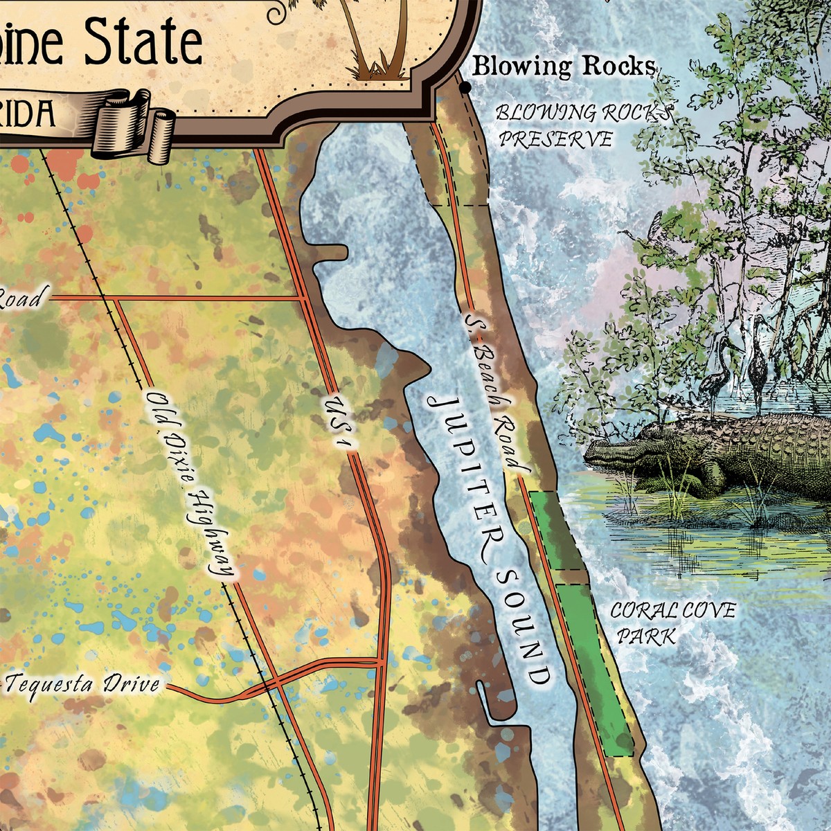 Jupiter Florida Wall Map Premium Style By Marketmaps Mapsalescom