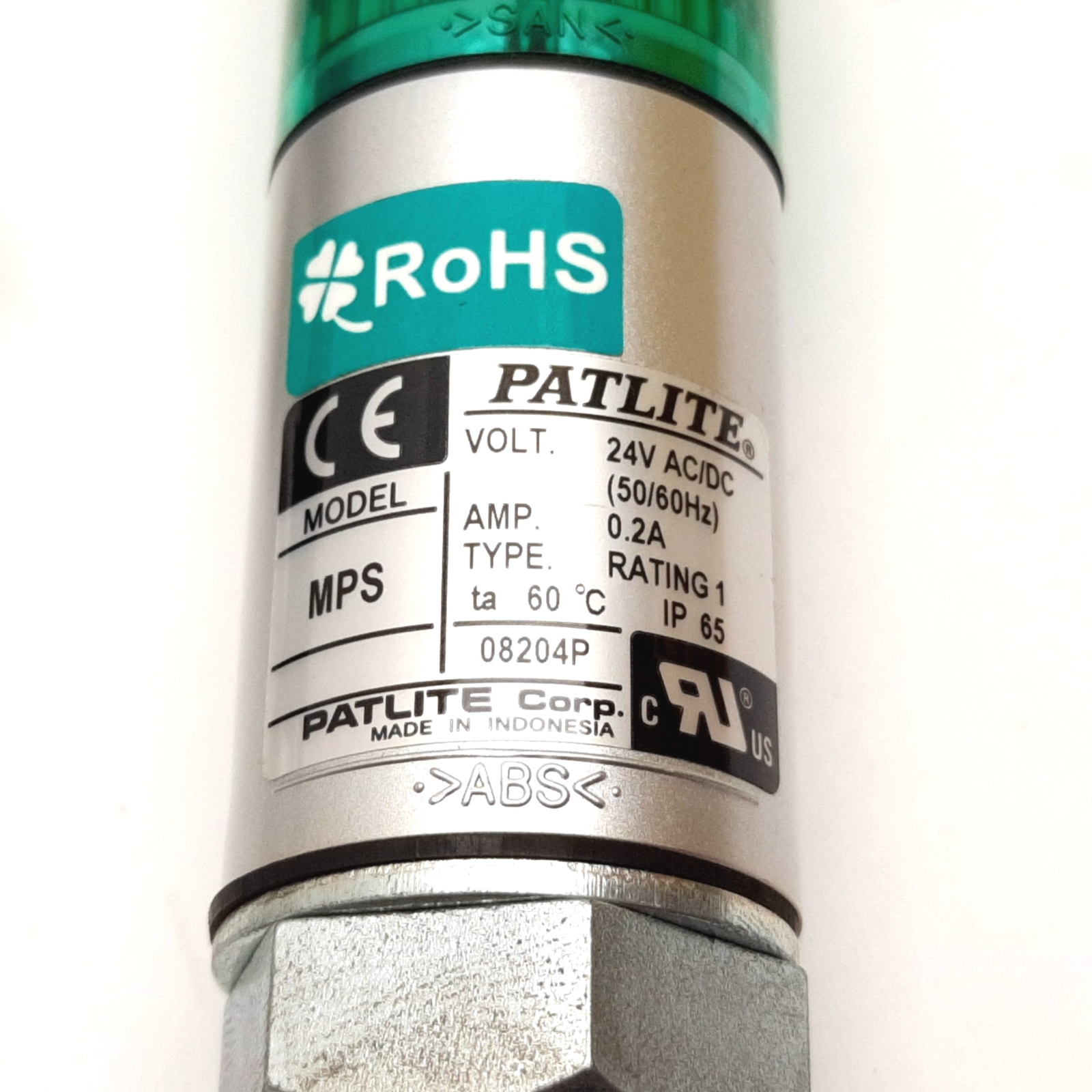 Patlite MPS Signal Tower Light, Red Amber Green, 24VAC/DC 0.2A, 30mm ...