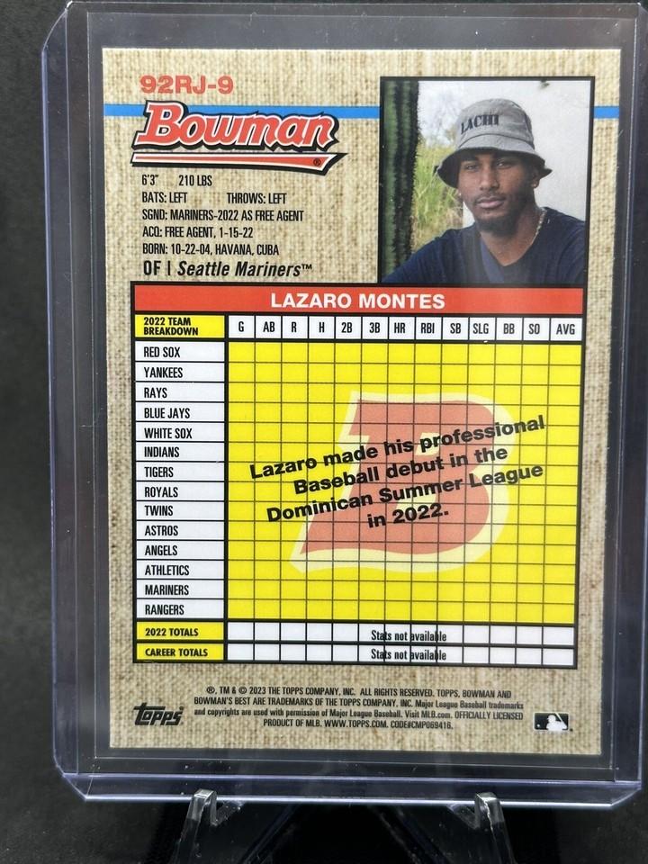 2023 Bowman’s Best Lazaro Montes 92 Randy Johnson Mini-Diamond #92RJ-9 ...