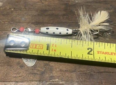 Vintage Spinner Lure White Black Dotted Fur Fishing Lure | eBay
