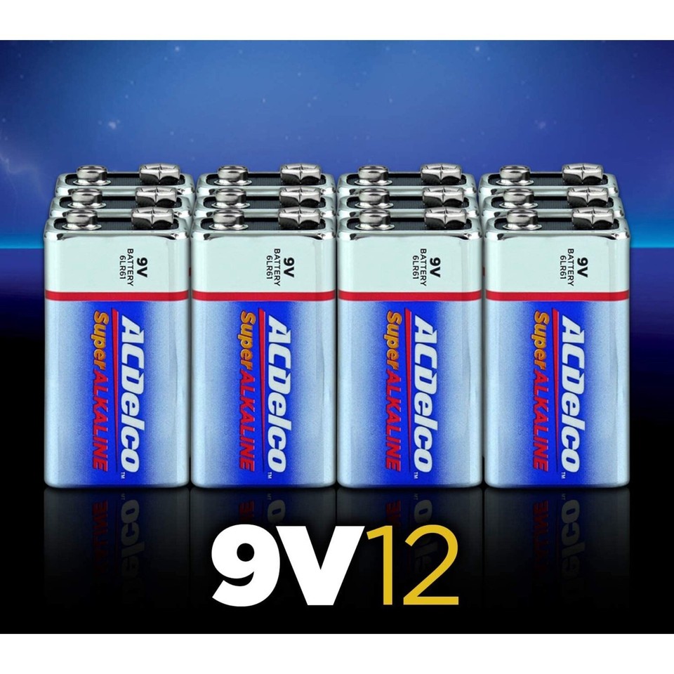 ACDelco Super Alkaline 9V Batteries | 9 V Block | 12-Count | 9 V | 12 V