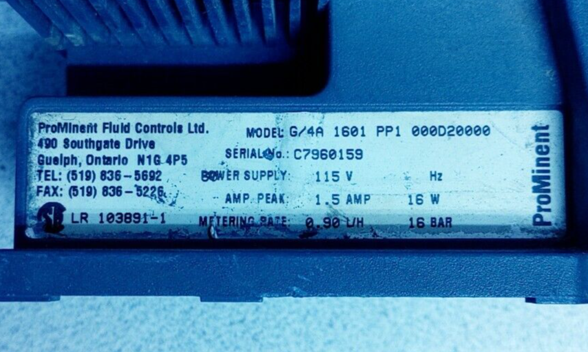 PROMINENT FLUID CONTROLS G/4A 1601 PP1 000D20000 GAMMA/4 METERING PUMP ...