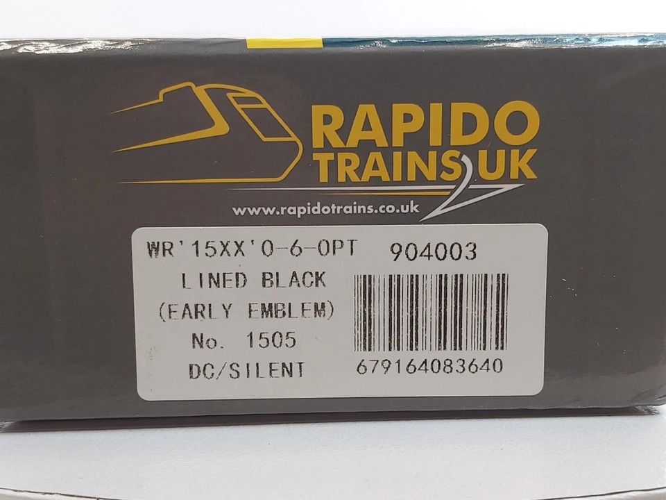 Rapido Trains 904003 WR 15xx 0-6-0PT Lined Black Early Emblem No. 1505 ...