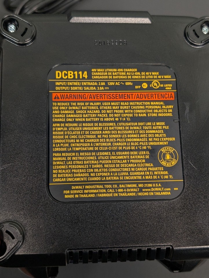 Dewalt DCB114 40v Max Li-Ion Battery Charger Tested great working ...