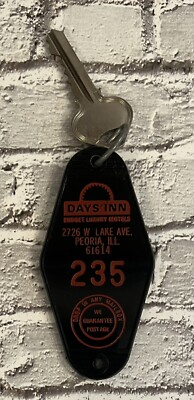 Vintage DAYS INN Key Fob w/ Key Room 235 Peoria ILL Red / Black | eBay