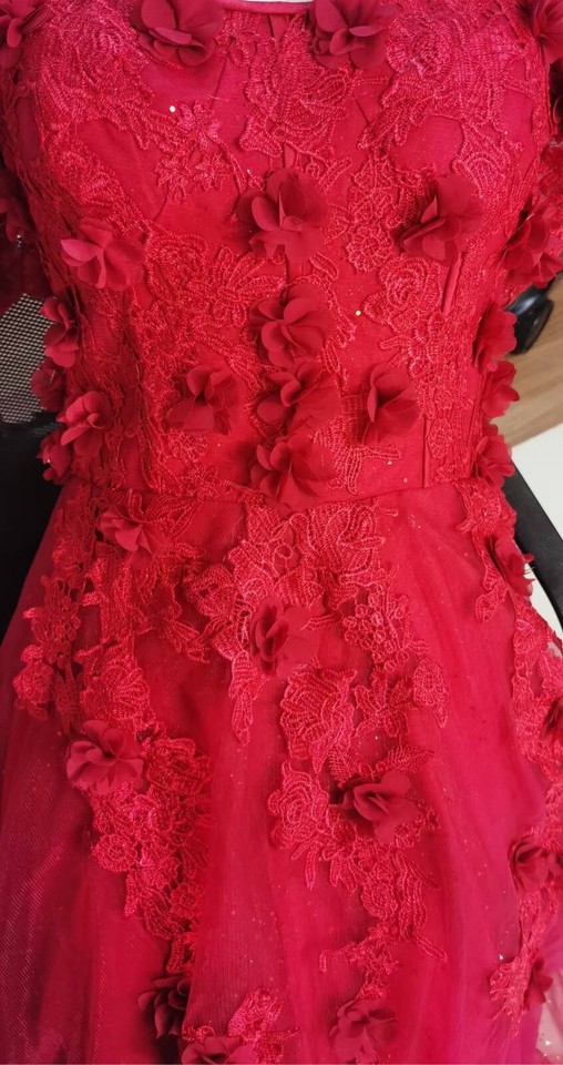 Lowime Beautiful Prom 3D Flower A-line Tulle Evening Dress Purple Prom ...