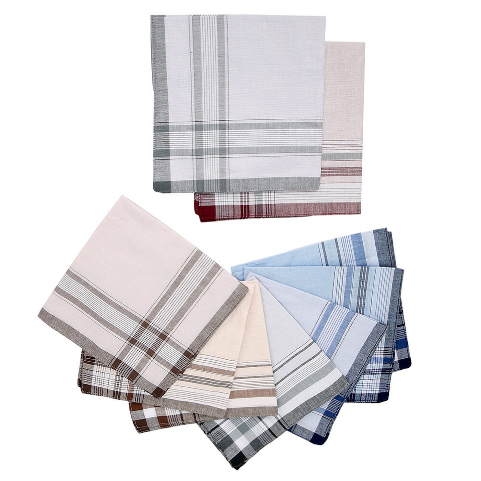 10Pcs Men's Square Handkerchiefs Gents Hankies Cotton Hankerchiefs ...