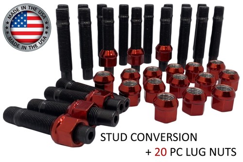 14x1.5 90MM RACING STUD CONVERSION KIT WITH RED LUG NUTS | eBay