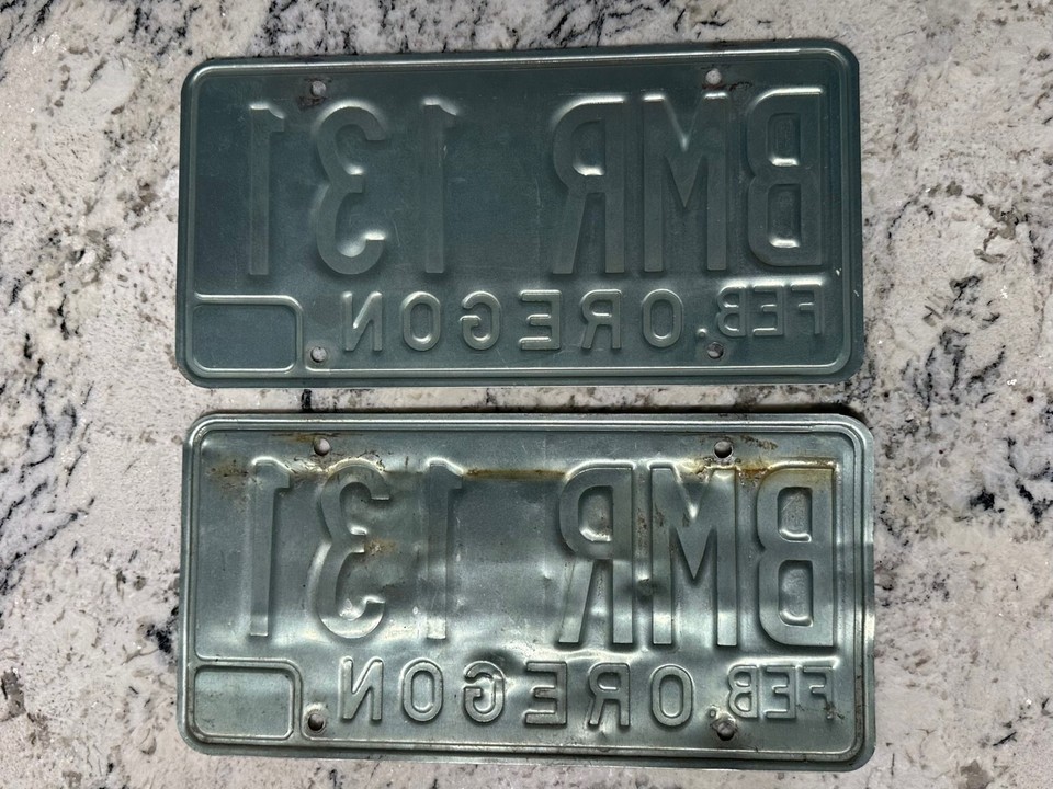 OREGON Vintage Genuine License Plates Feb 1994 Yellow w/ Black BMR 131 ...