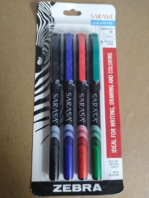 Zebra 0.8mm Sarasa® Fineliner Pen-Assorted Ink Needle Point-Black/Blue ...