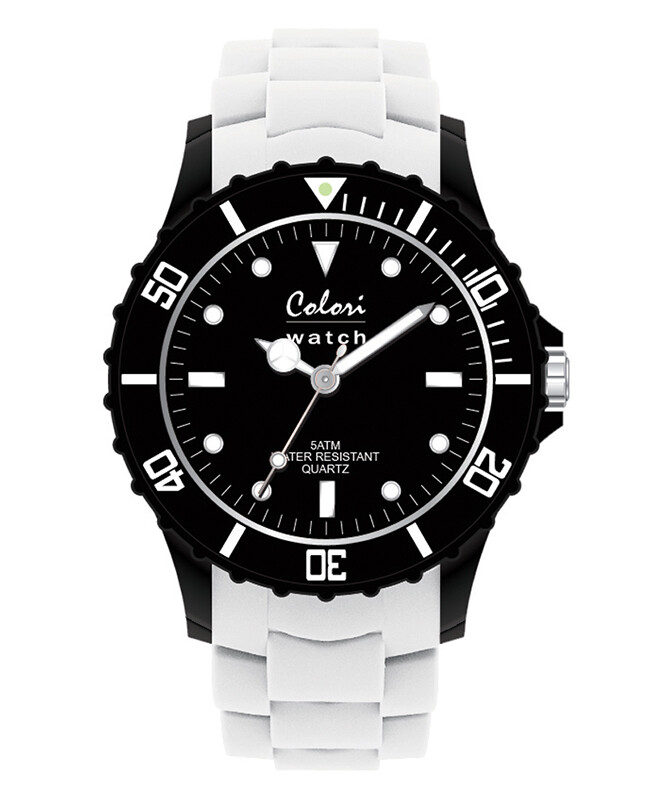 COLORI SUPER SPORTS WATCH 50M WR LUMINOUS JAPAN QUARTZ WHITE/BLACK 36 ...