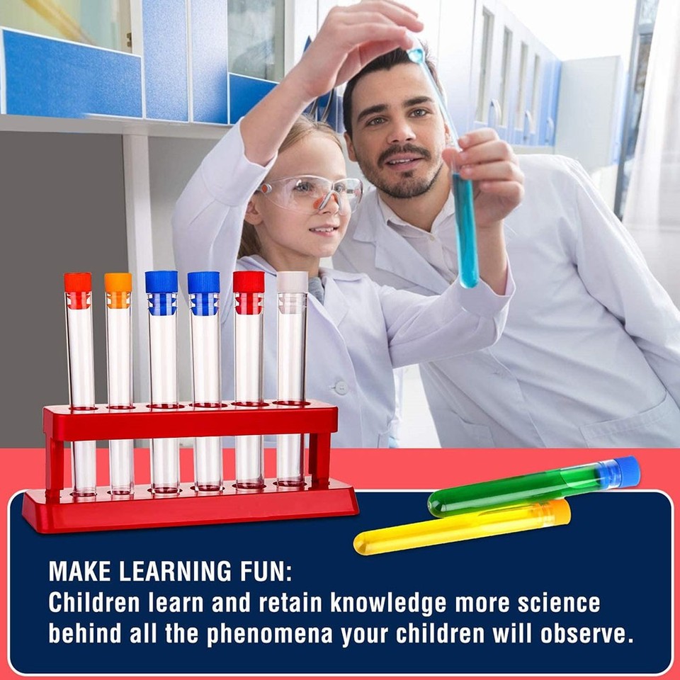 2 Sets Scientific Test Tubes with Plugs and Tube Rack Science ...