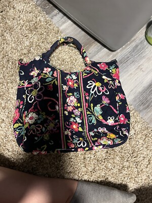 Vera Bradley rare “ribbons” navy blue and pink NEW XL Handbag | eBay