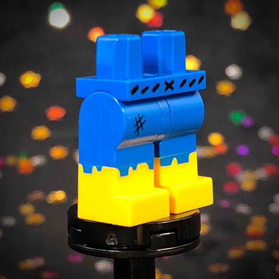 NEW LEGO Blue Black Belt Tattered Jeans Legs Decorated Print | eBay ...