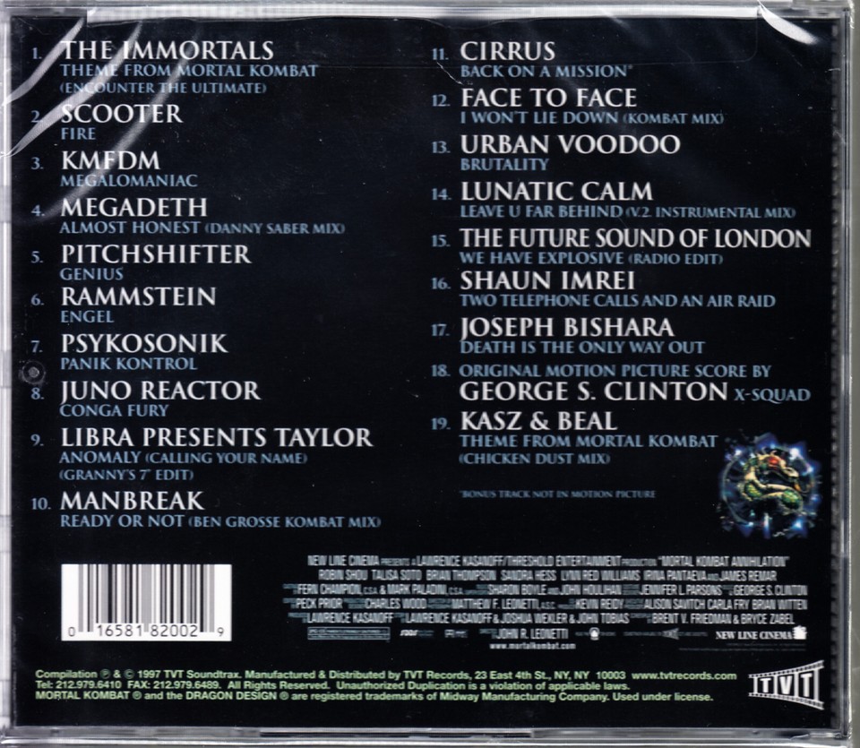 Mortal Kombat: Annihilation: Soundtrack (1997) *New and Sealed CD* | eBay