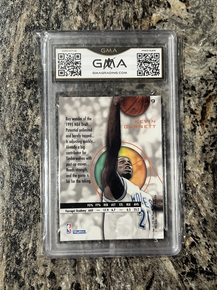 1995 Skybox E-XL Kevin Garnett Rookie #49 GMA 10 Gem Mint | eBay