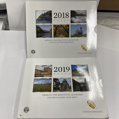 2018 & 2019 America The Beautiful Quarters Uncirculated Coin Sets #0239 ...