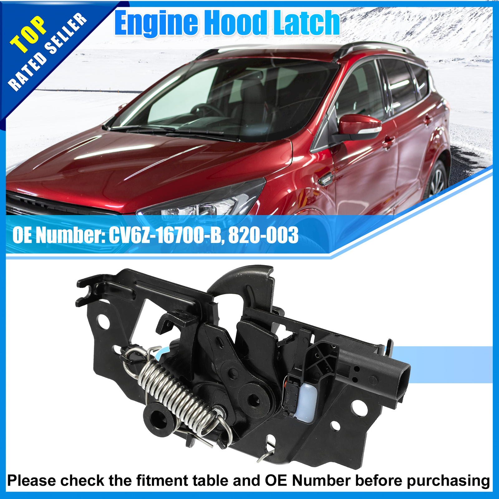 Pack of 1 For Ford Focus 2012-2018 Hood Latch Lock CV6Z-16700-B ...
