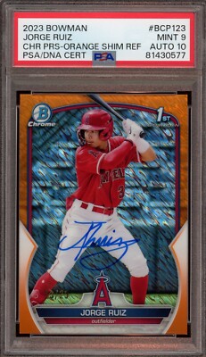 2023 Bowman Chrome Jorge Ruiz Orange Shimmer Auto /25 Psa MINT 9/GEM ...