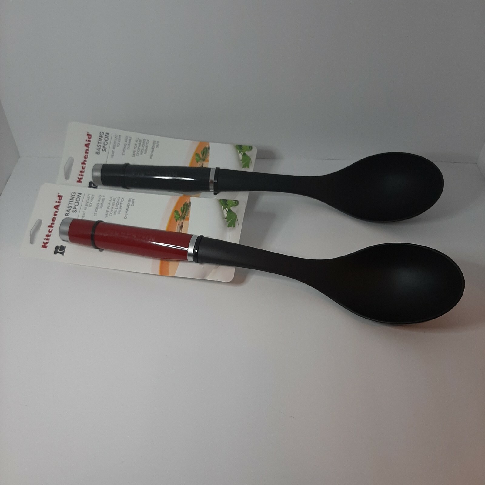 2 KitchenAid Basting Spoons Black and Red Heat Resistant Cooking ...