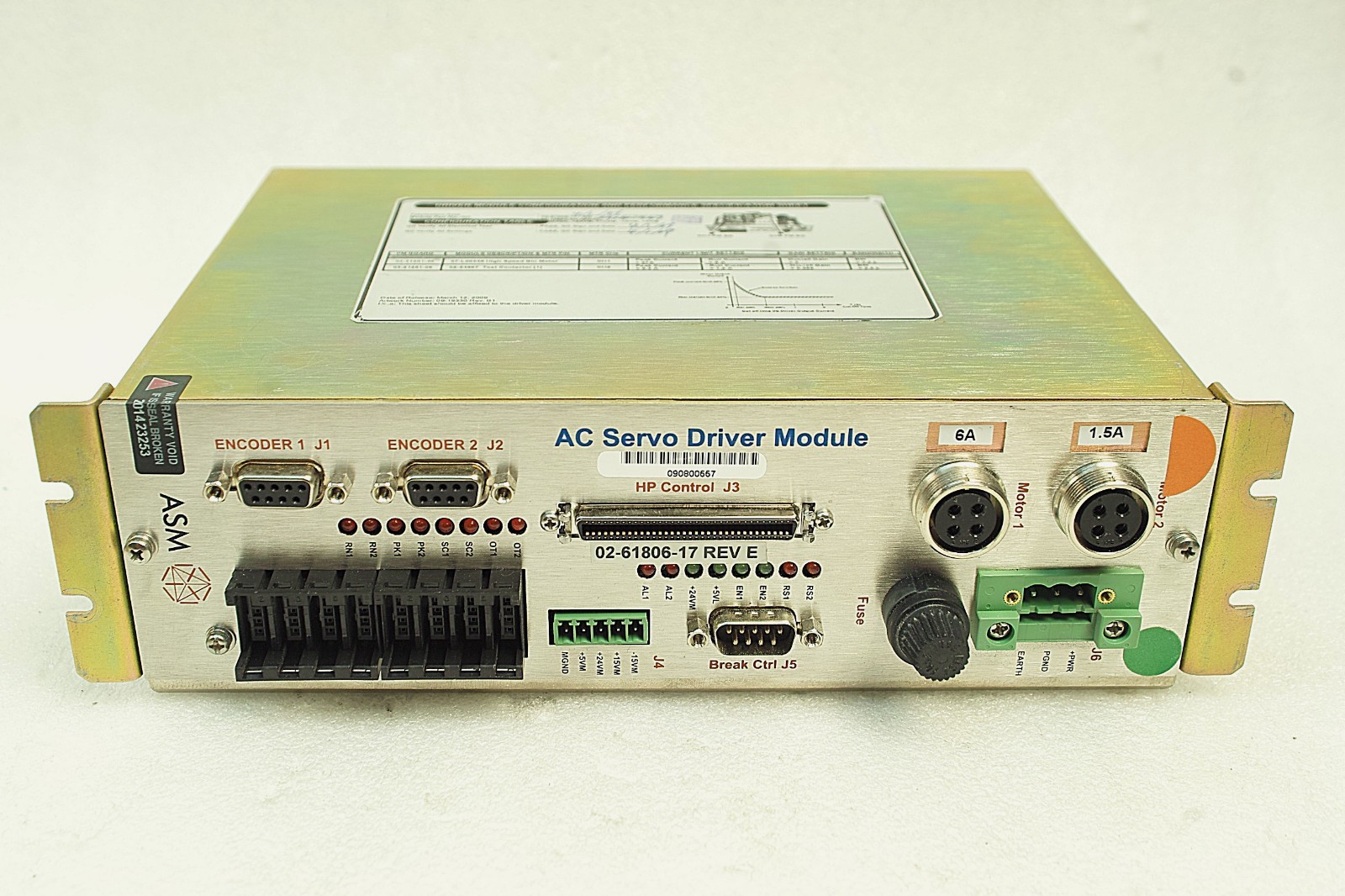 ASM AC SERVO DRIVER MODULE 02-61806-17 REV E POWER ON TESTED FREE SHIP ...