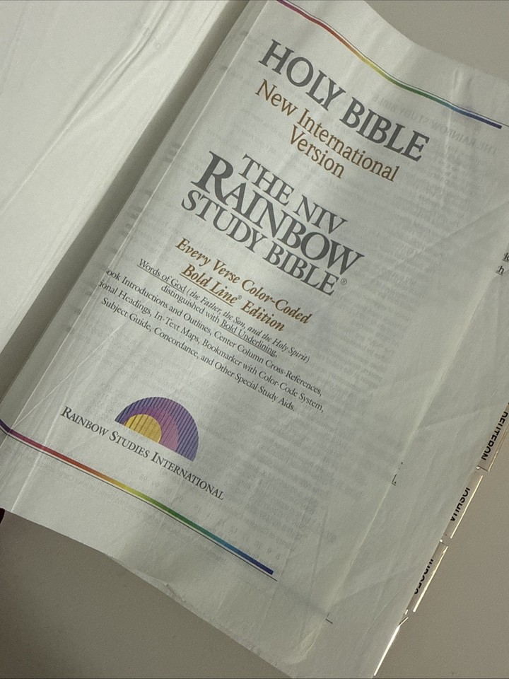 NIV RAINBOW STUDY BIBLE Color-Coded Bold Line Edition 1996 Burgundy ...
