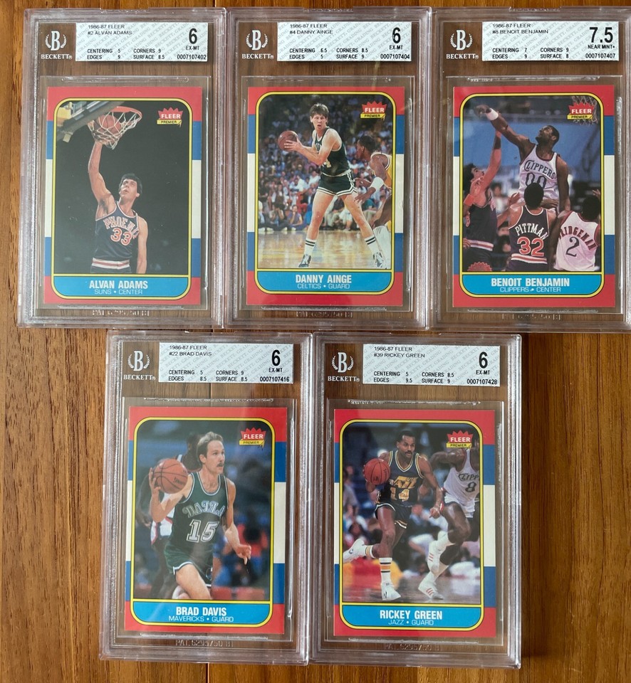 Lot of 17 Different BGS graded 1986 NBA Fleer Basketball Cards with 9 ...