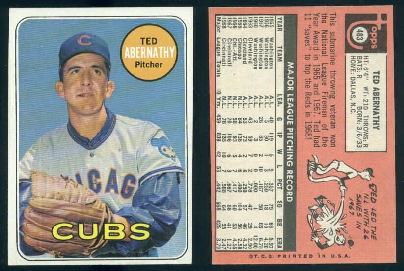 (65755) 1969 Topps 483 Ted Abernathy Cubs-EM | eBay