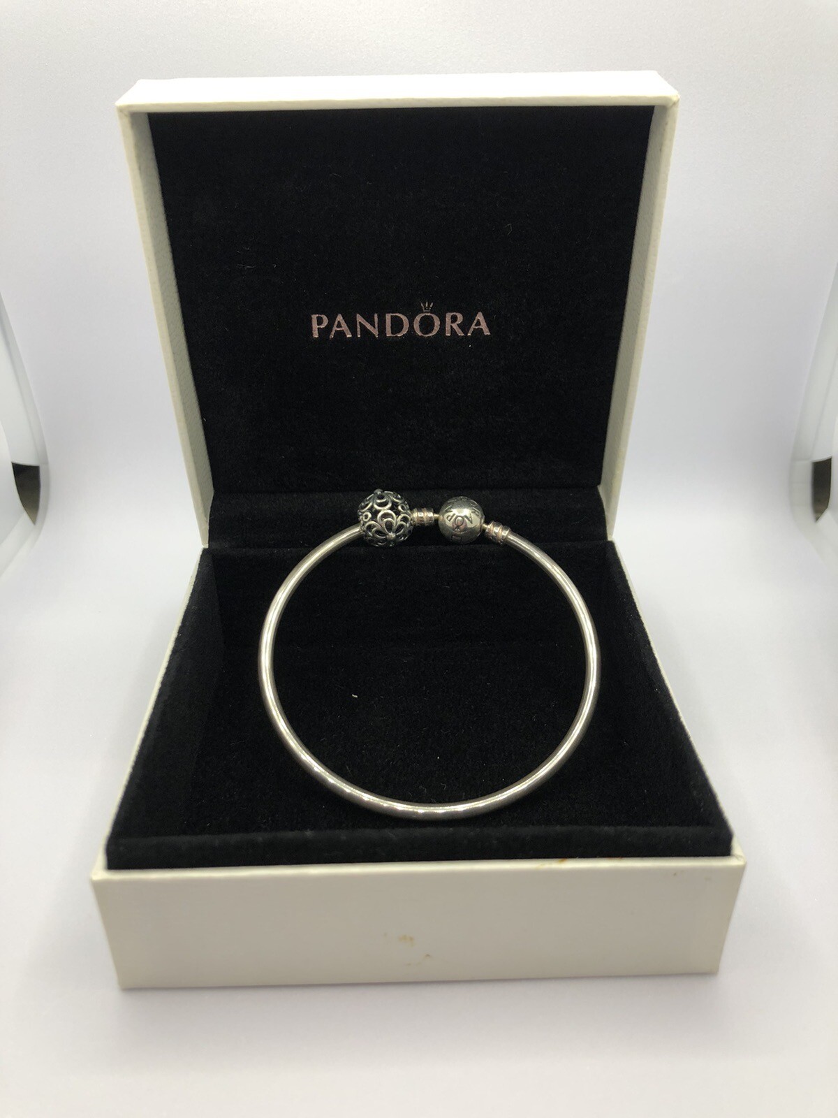 Authentic Pandora Silver Moments Charm Bangle Bracelet 19cm #590713 for ...